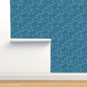 Spoonflower All Is Water Underwater Ocean 100% Natural Sisal Grasscloth Wallcovering - Blue,white