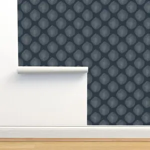 Spoonflower Medium Stripy Boho Drop White On Navy 100% Natural Sisal Grasscloth Wallcovering