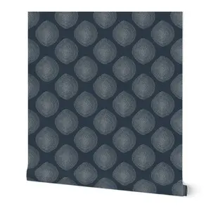 Spoonflower Medium Stripy Boho Drop White On Navy 100% Natural Sisal Grasscloth Wallcovering