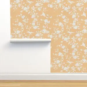 Spoonflower Ames Chinoiserie Citrus 2 100% Natural Sisal Grasscloth Wallcovering