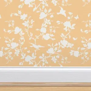 Spoonflower Ames Chinoiserie Citrus 2 100% Natural Sisal Grasscloth Wallcovering
