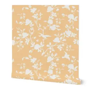 Spoonflower Ames Chinoiserie Citrus 2 100% Natural Sisal Grasscloth Wallcovering