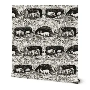Spoonflower German Forest Deer And Boar 100% Natural Sisal Grasscloth Wallcovering