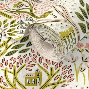 Spoonflower Grown Up Treehouses 100% Natural Sisal Grasscloth Wallcovering