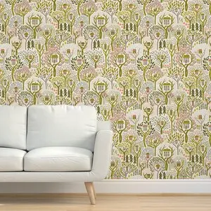 Spoonflower Grown Up Treehouses 100% Natural Sisal Grasscloth Wallcovering