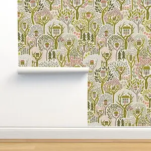 Spoonflower Grown Up Treehouses 100% Natural Sisal Grasscloth Wallcovering