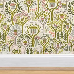 Spoonflower Grown Up Treehouses 100% Natural Sisal Grasscloth Wallcovering