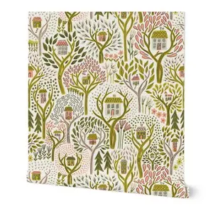 Spoonflower Grown Up Treehouses 100% Natural Sisal Grasscloth Wallcovering