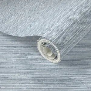 Spoonflower Beachy Blue 100% Natural Sisal Grasscloth Wallcovering - White