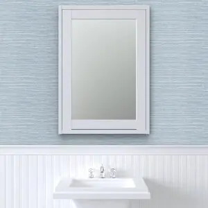 Spoonflower Beachy Blue 100% Natural Sisal Grasscloth Wallcovering - White