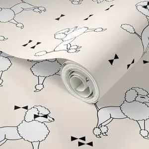Spoonflower Poodle Poodles Custom Removable Wallpaper - Gray