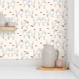 Spoonflower Poodle Poodles Custom Pre-pasted Wallpaper