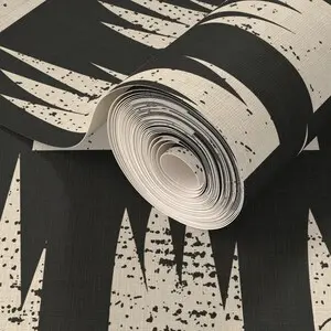 Spoonflower Terra Mesa Black 100% Natural Sisal Grasscloth Wallcovering - Black,orange