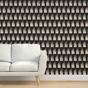 Spoonflower Terra Mesa Black 100% Natural Sisal Grasscloth Wallcovering