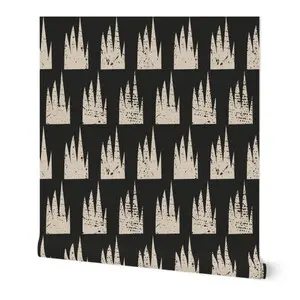 Spoonflower Terra Mesa Black 100% Natural Sisal Grasscloth Wallcovering