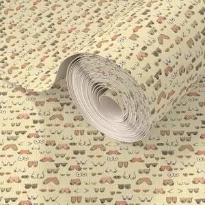 Spoonflower Diversity Boobs Small 100% Natural Sisal Grasscloth Wallcovering - Beige