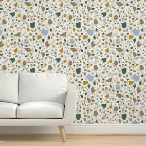 Spoonflower Terrazzo Petal Coordinates Calm 100% Natural Sisal Grasscloth Wallcovering