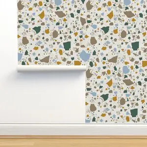 Spoonflower Terrazzo Petal Coordinates Calm 100% Natural Sisal Grasscloth Wallcovering