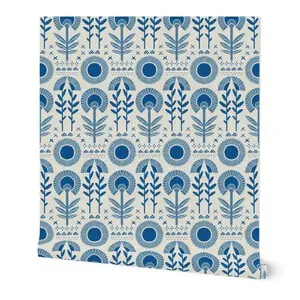 Spoonflower Stitched Blooms 100% Natural Sisal Grasscloth Wallcovering