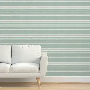 Spoonflower Pathway Textured Stripe Light Sage Green 100% Natural Sisal Grasscloth Wallcovering