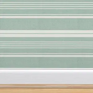 Spoonflower Pathway Textured Stripe Light Sage Green 100% Natural Sisal Grasscloth Wallcovering