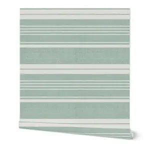Spoonflower Pathway Textured Stripe Light Sage Green 100% Natural Sisal Grasscloth Wallcovering