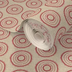 Spoonflower Aboriginal Dotted Stylized Spiky Scandinavian Mod 100% Natural Sisal Grasscloth Wallcovering