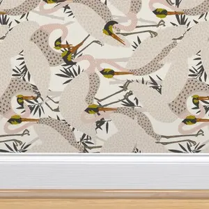 Spoonflower Heron Rotated 100% Natural Sisal Grasscloth Wallcovering