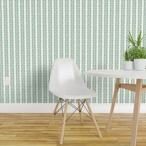 Spoonflower Stripe Cream Light Blue Vine Lilac Pastel Lavender Custom Pre-pasted Wallpaper