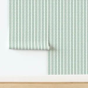 Spoonflower Stripe Cream Light Blue Vine Lilac Pastel Lavender Custom Pre-pasted Wallpaper