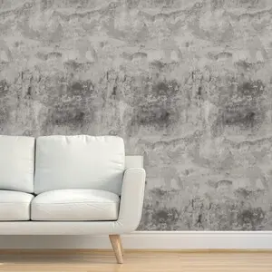 Spoonflower Grat Patina Grey 100% Natural Sisal Grasscloth Wallcovering - Gray,grey