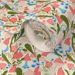 Spoonflower Gnome's Garden Small Scale 100% Natural Sisal Grasscloth Wallcovering - White
