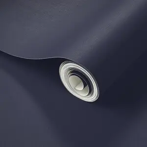 Spoonflower Solid Midnight Custom Pre-pasted Wallpaper - Blue