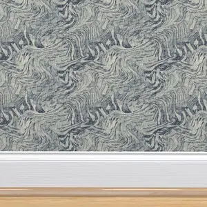 Spoonflower Tiger Blueprint Navy 100% Natural Sisal Grasscloth Wallcovering