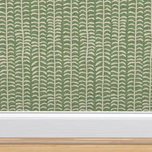 Spoonflower Grass Cloth Vine In Leaf 100% Natural Sisal Grasscloth Wallcovering - Green