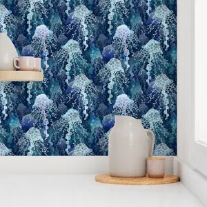 Spoonflower Jellyfish Deep Animals Ocean Animal Sea Custom Removable Wallpaper