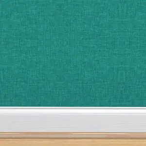 Spoonflower Emerald Linen 100% Natural Sisal Grasscloth Wallcovering - Green