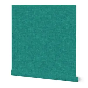 Spoonflower Emerald Linen 100% Natural Sisal Grasscloth Wallcovering - Green