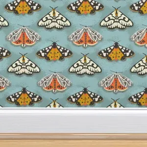 Spoonflower Evening Moths 100% Natural Sisal Grasscloth Wallcovering