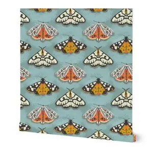 Spoonflower Evening Moths 100% Natural Sisal Grasscloth Wallcovering