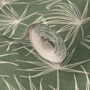 Spoonflower Grass Green 100% Natural Sisal Grasscloth Wallcovering - Green,beige
