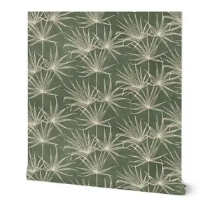 Spoonflower Grass Green 100% Natural Sisal Grasscloth Wallcovering - Green,beige
