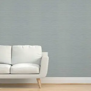 Spoonflower Cream 100% Natural Sisal Grasscloth Wallcovering - Blue
