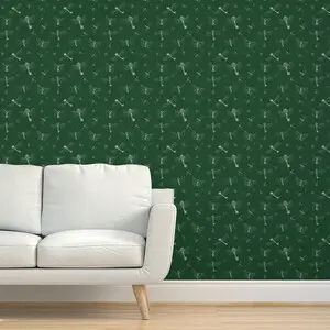 Spoonflower Wizard Harry Flying Keys Slyth Custom Pre-pasted Wallpaper - Green