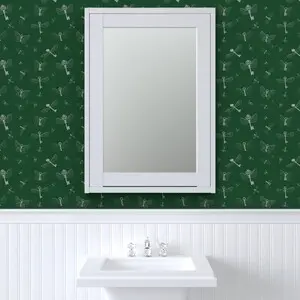 Spoonflower Wizard Harry Flying Keys Slyth Custom Pre-pasted Wallpaper - Green