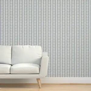 Spoonflower Georgiana Reverse Quiet 100% Natural Sisal Grasscloth Wallcovering - Blue