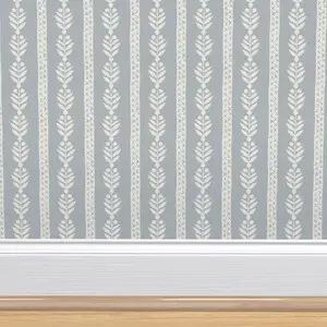 Spoonflower Georgiana Reverse Quiet 100% Natural Sisal Grasscloth Wallcovering - Blue