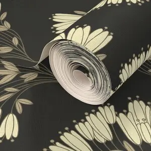 Spoonflower English Waltz 3 100% Natural Sisal Grasscloth Wallcovering - White