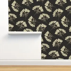 Spoonflower English Waltz 3 100% Natural Sisal Grasscloth Wallcovering - White