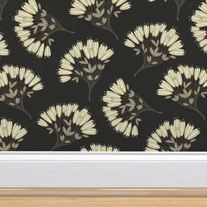 Spoonflower English Waltz 3 100% Natural Sisal Grasscloth Wallcovering - White